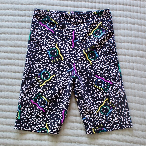 Vintage | Shorts | Vintage Black White Neon Speckled Logo Biker Shorts ...